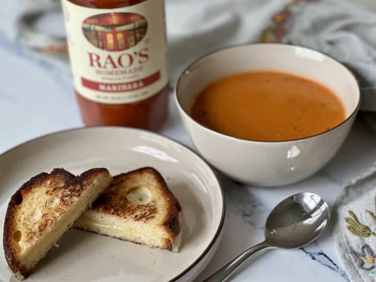 Creamy Rao's Tomato Sauce Soup Recipe with Basil • Fancy Apron